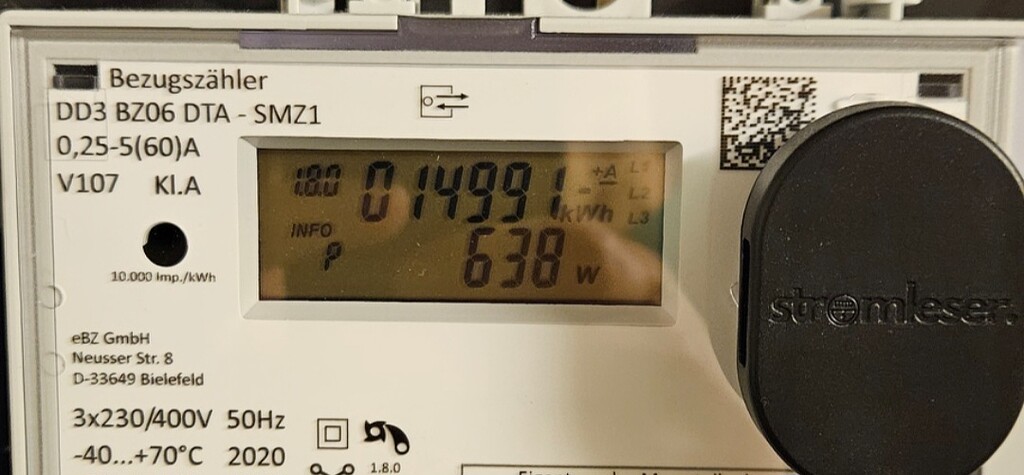 eBZ DD3 Smart Meter - aktuelle Leistung wird nicht an Tasmota ...